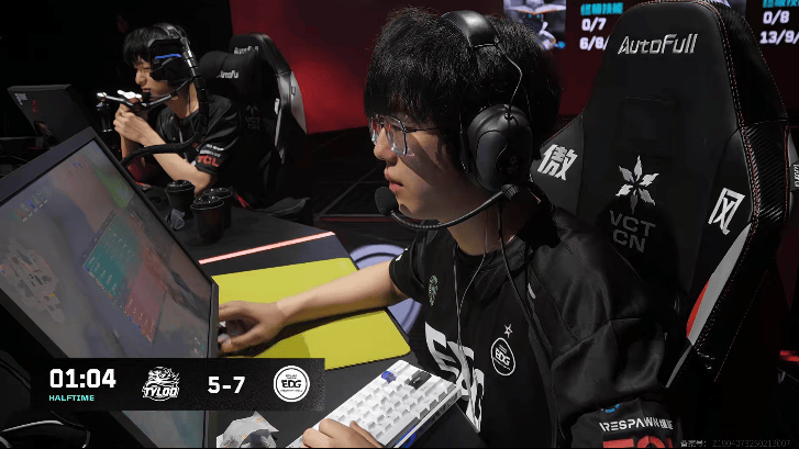 上半场进攻方EDG 7-5 TYL防守方，双方换边比赛来到下半场