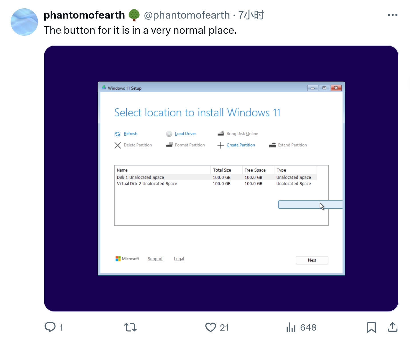 微软 Win11 预览版装机界面可选择 ReFS 替代 NTFS 格式