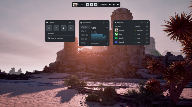 微软更新 Win11/10 Game Bar 设计，优化 PC 掌机使用体验