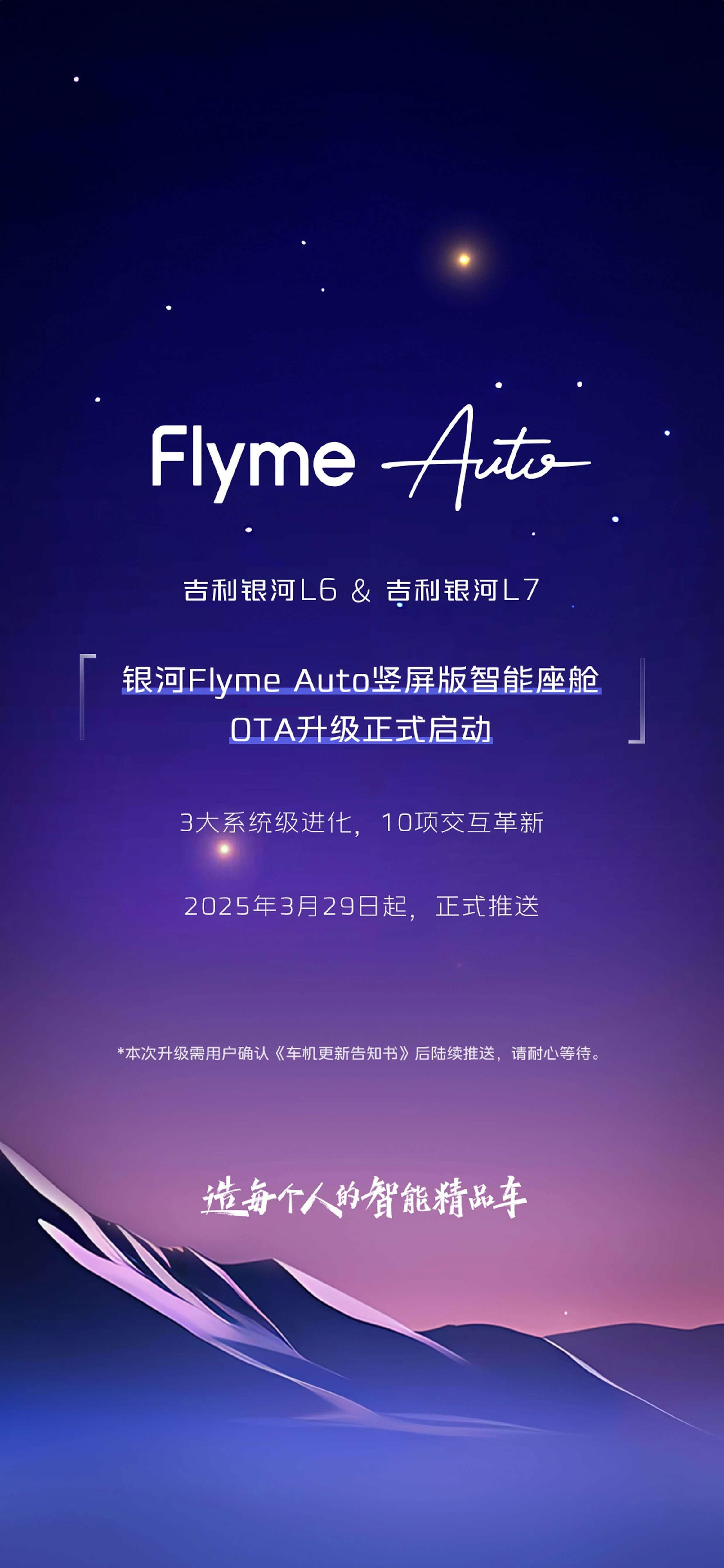 吉利银河L6/L7迎来Flyme Auto竖屏版智能座舱OTA升级