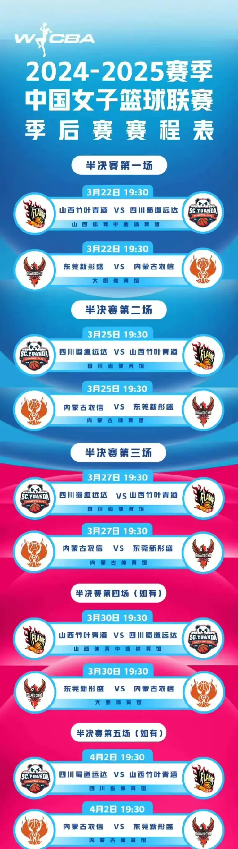 今晚19:30中央5台最新直播表:CCTV5，CCTV5+节目单，附上WCBA赛程