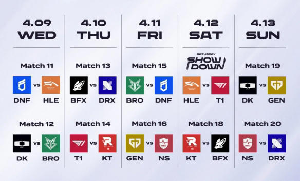 LCK 4月10日赛程：T1 vs KT，BFX vs DRX