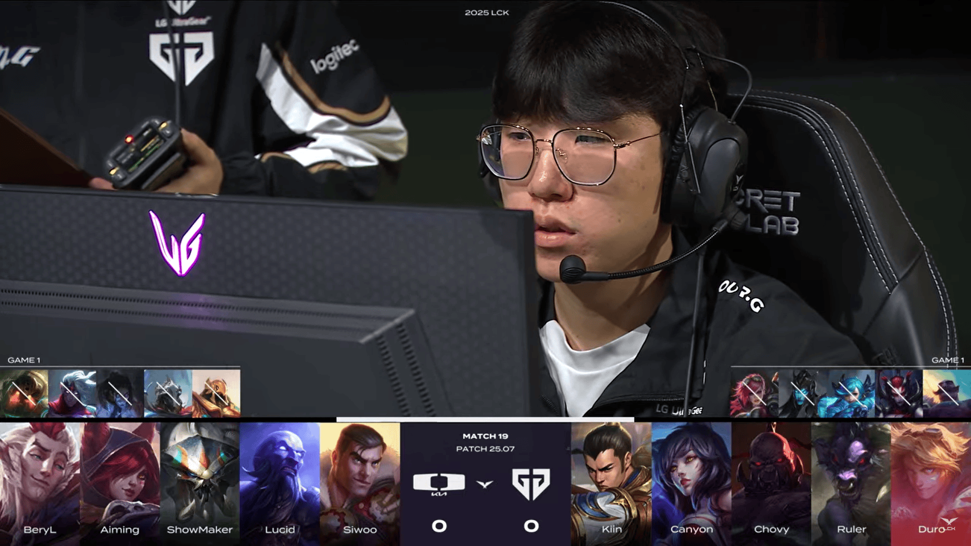 GEN对阵DK首局阵容：ShowMaker瑞兹对阵Chovy阿狸