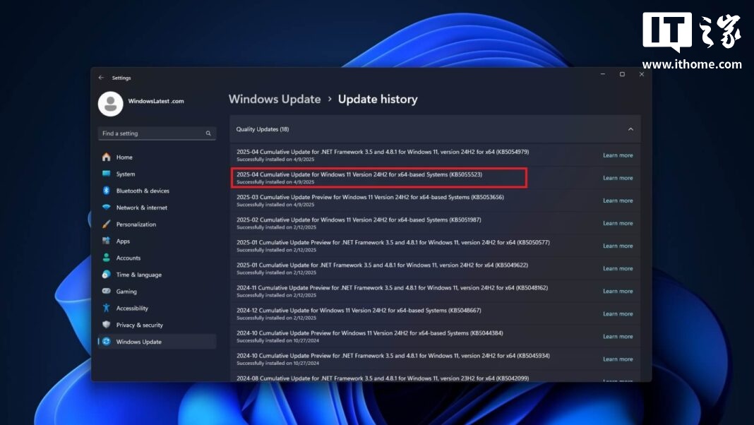Win11 KB5055523更新又出幺蛾子：安装失败、Windows Hello失效