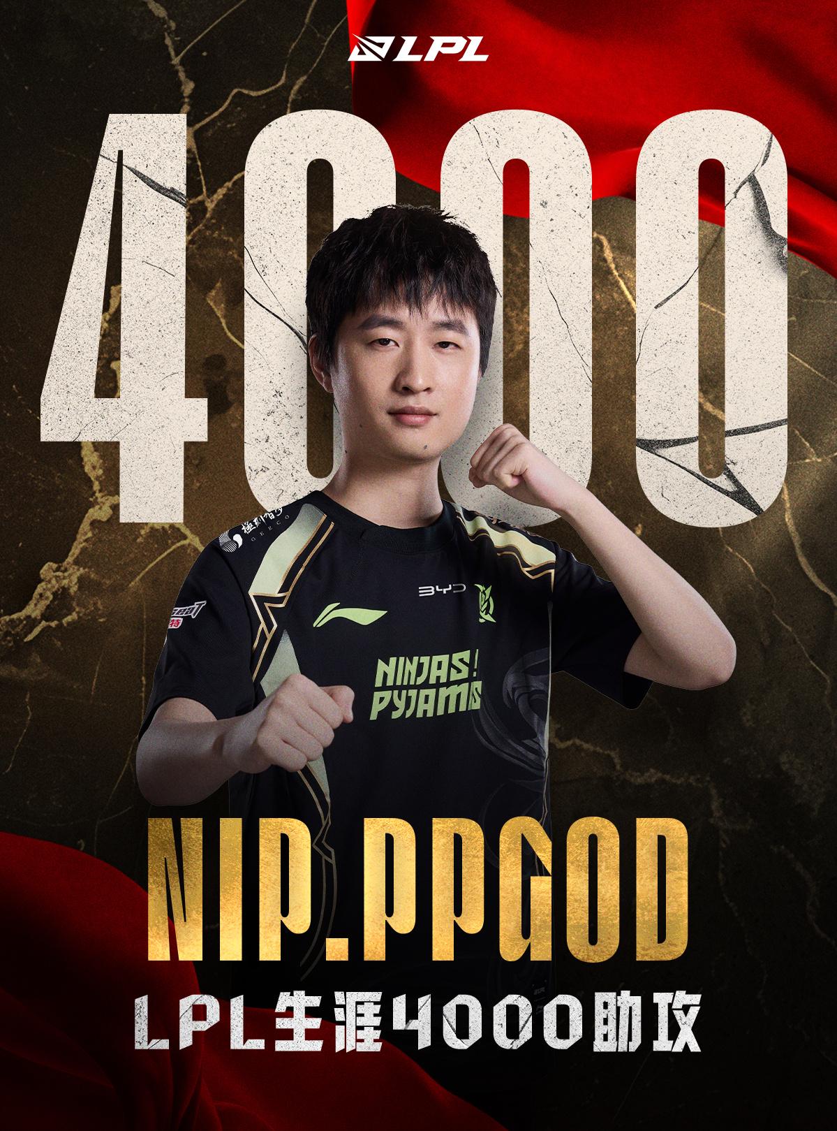 里程碑：ppgod达成LPL4000助攻成就