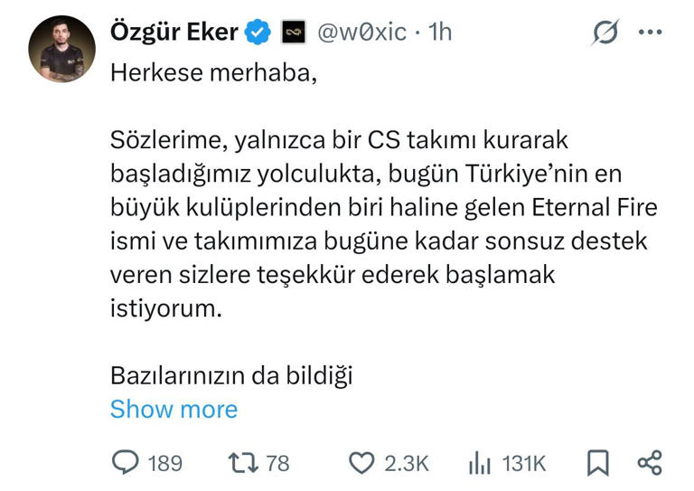 woxic官推：做出这个决定很艰难