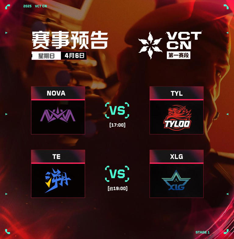 VCT CN第一赛段今日预告：NOVA vs TYLOO；TE vs XLG
