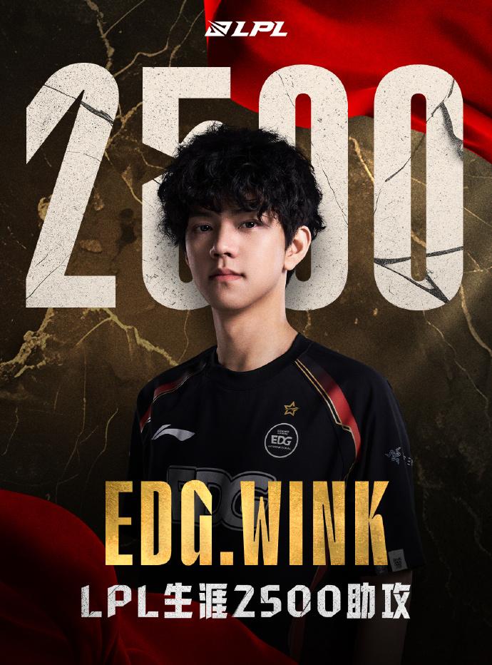 Wink成为LPL历史第48位达成生涯2500助攻成就的选手
