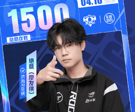 恭喜RW侠绝意（廖友侠）达成KPL赛场【1500助攻】里程碑！