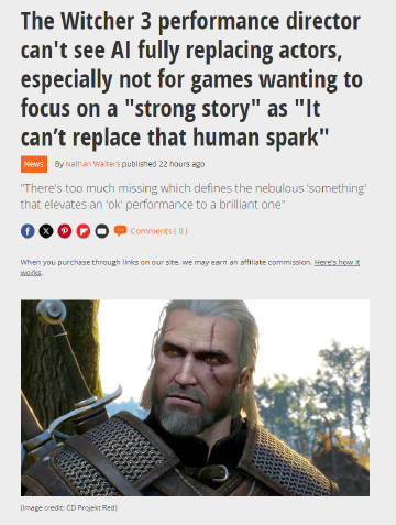 据外媒报道，近日在接受《Edge》杂志采访时，《巫师3》演出总监Kate Saxon讨论了目前AI对于游戏业的影响。