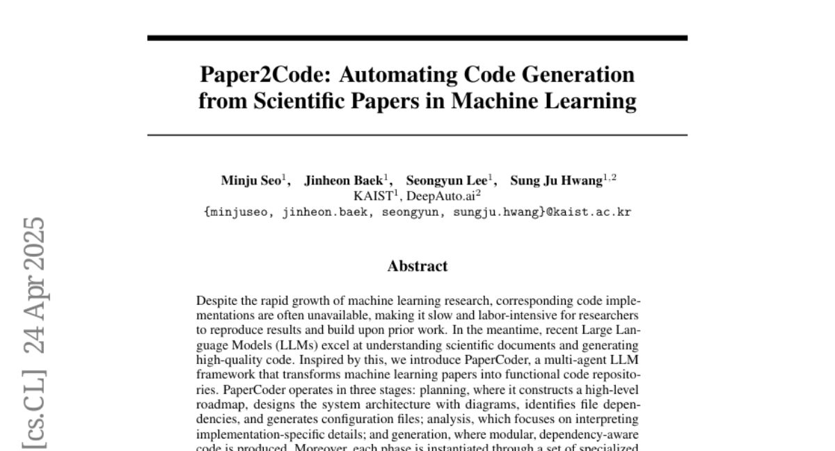 PaperCoder：机器学习论文代码自动生成的突破性框架