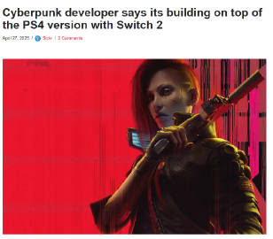 报道称CDPR将在PS4版基础上开发Switch2版《2077》
