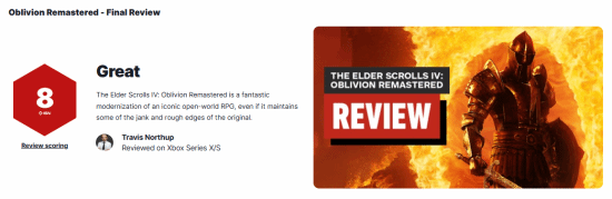 《老滚4RE》IGN 8分：坐下来玩到地老天荒！