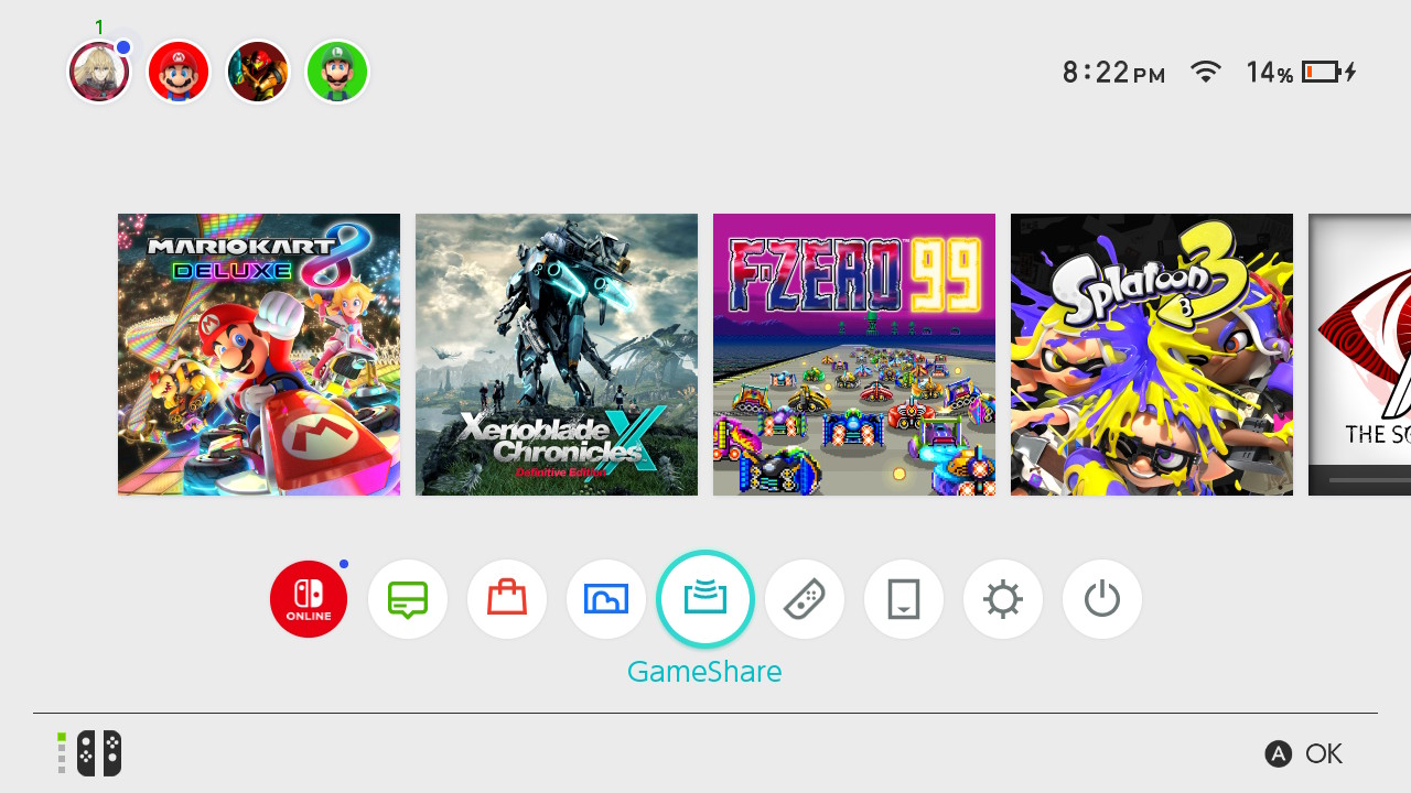 任天堂发布现款Switch掌机V20.0.0更新：新增游戏共享、系统迁移