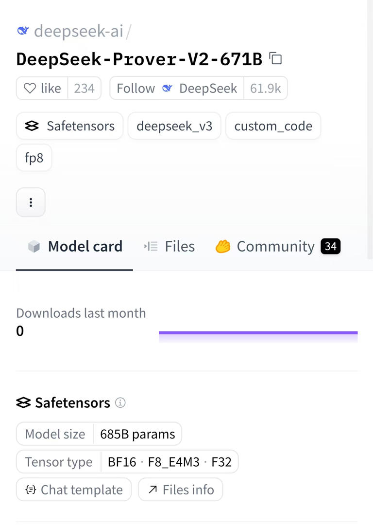 DeepSeek发布Prover-V2模型，参数量达6710亿