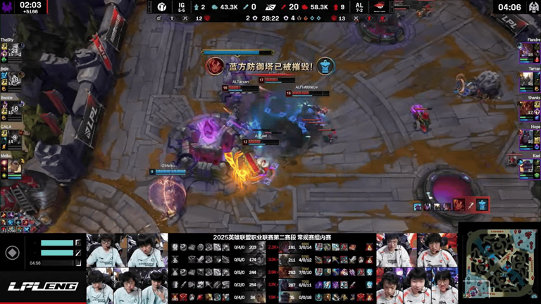 IG对阵AL首局惨遭零封，上次IG在LPL被零封是23夏季赛输OMG