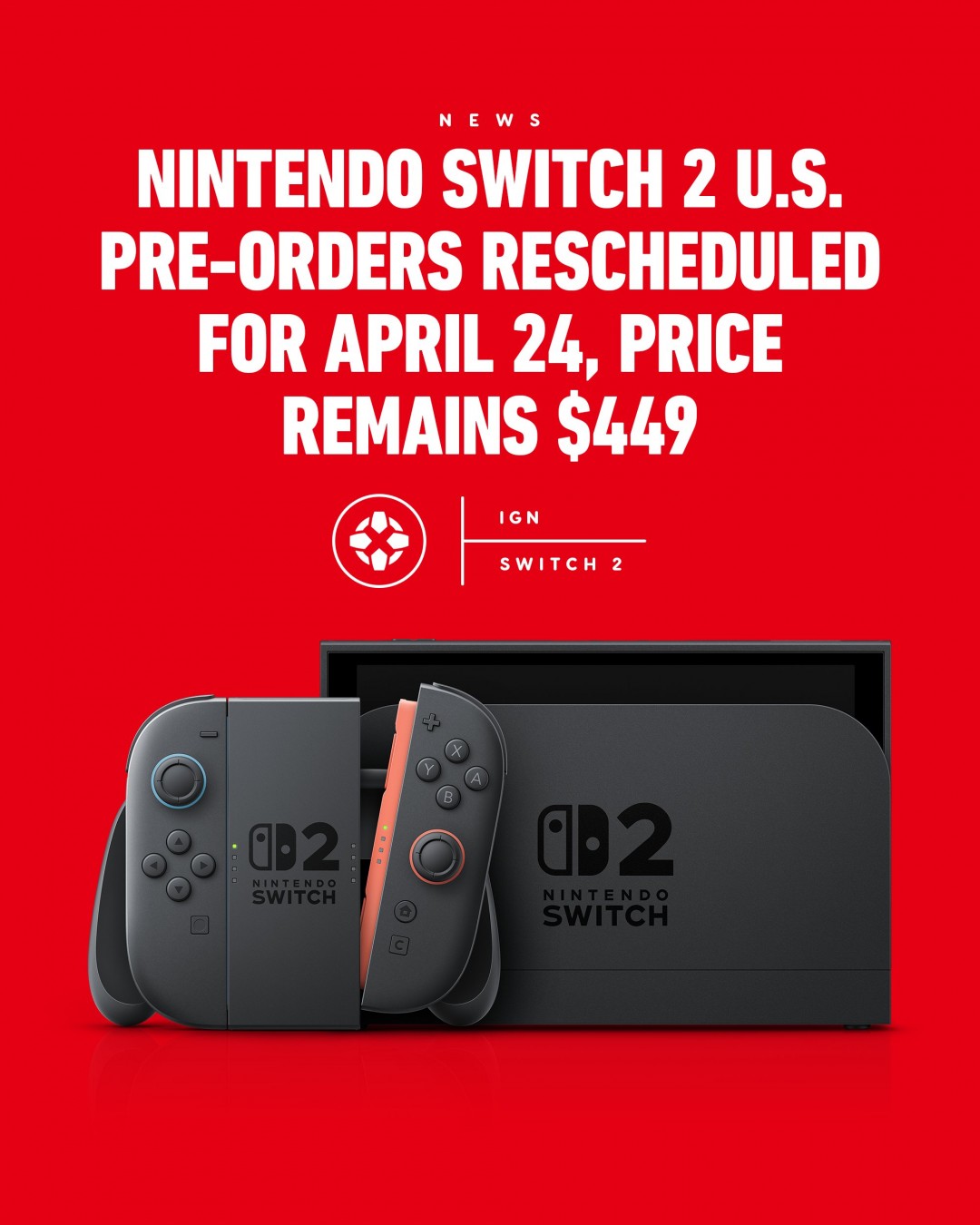 Switch 2 4月24日在美国开启预购 售价不变