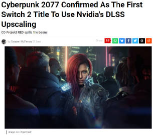 CDPR确认《赛博朋克 2077》Switch2版支持DLSS