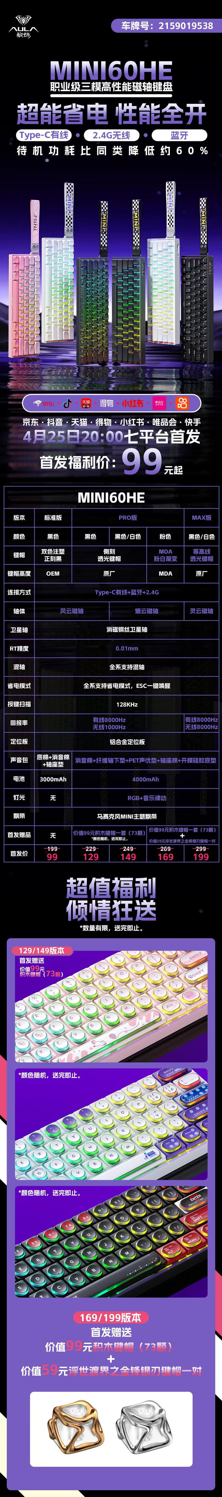 狼蛛MINI60HE三模磁轴键盘来袭！短小精悍，性能拉满！