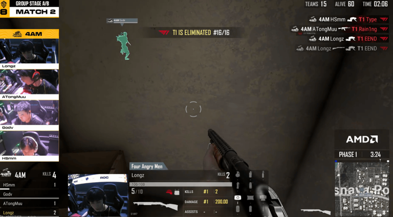 PGS8小组赛第二局ROLL点：4AM击败T1，0换4