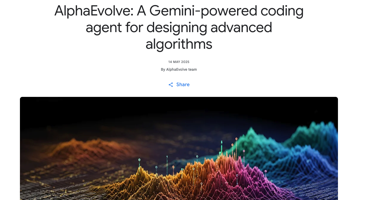 谷歌 DeepMind 发布编程 AI Agent AlphaEvolve，攻克300年数学难题