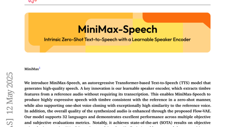 MiniMax 突破语音合成极限：全新 MiniMax-Speech 技术让 AI 说话更像真人