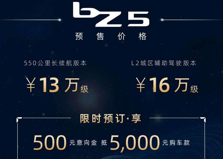 一汽丰田bZ5正式下线，预售13-16万，6月上市，配置亮点抢先看！