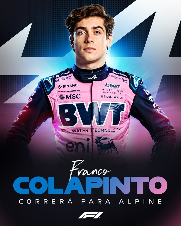 Alpine车队官方：科拉平托将取代杜汉，参加之后的5场比赛