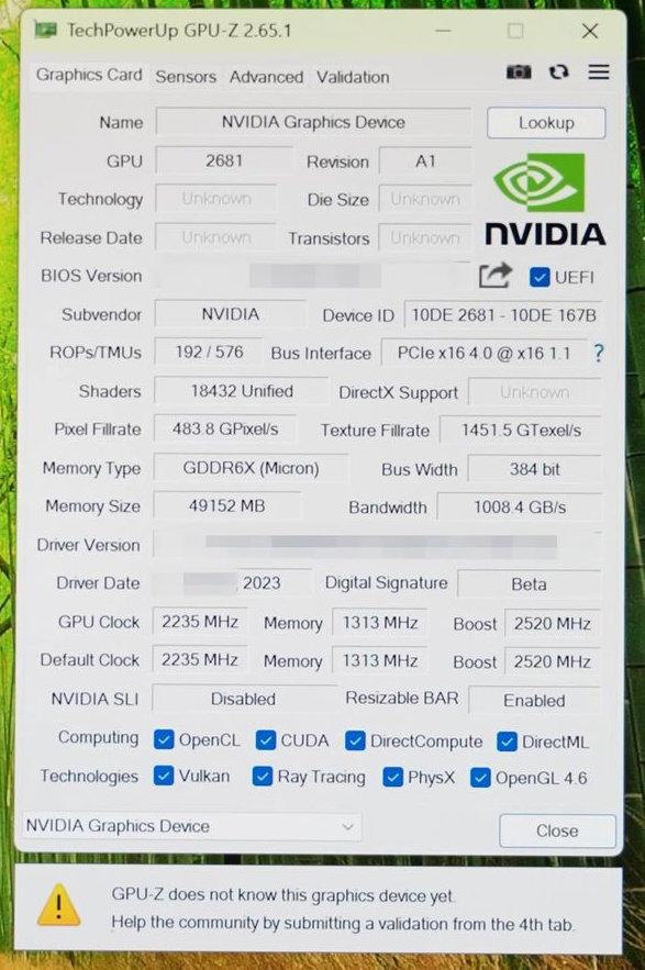 从未发布的Titan Ada首测：满血AD102核心、48GB显存、双16针供电
