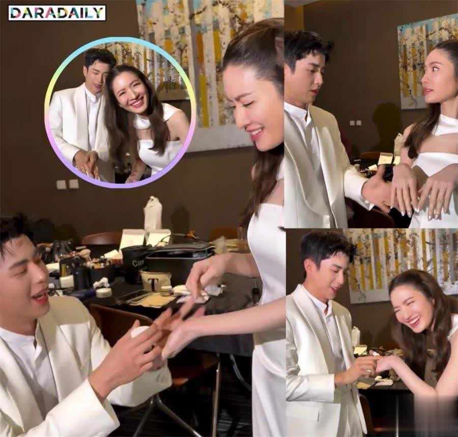 泰剧女神Aff和男友Nonkul参加活动，现场似婚礼美女落泪