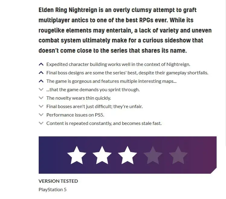 《艾尔登法环：黑夜君临》媒体评分解禁，MC78/OC79，IGN7/GS9