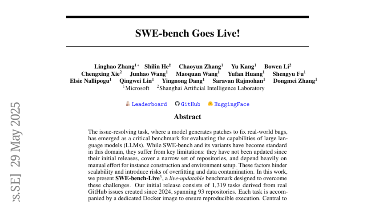 SWE-bench直播上线！微软携手上海人工智能实验室推出实时更新的代码修复基准测试