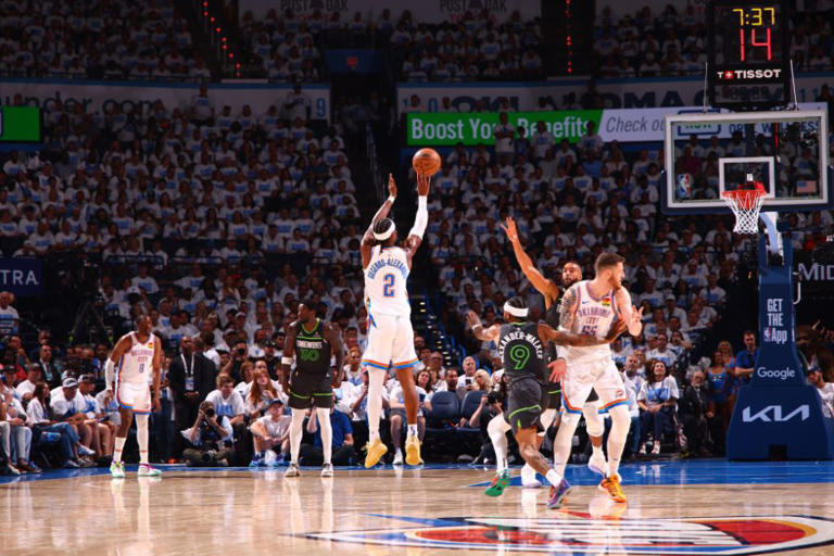 NBA录像全场回放西决：森林狼vs雷霆G1（5.21）爱德华兹带伤作战