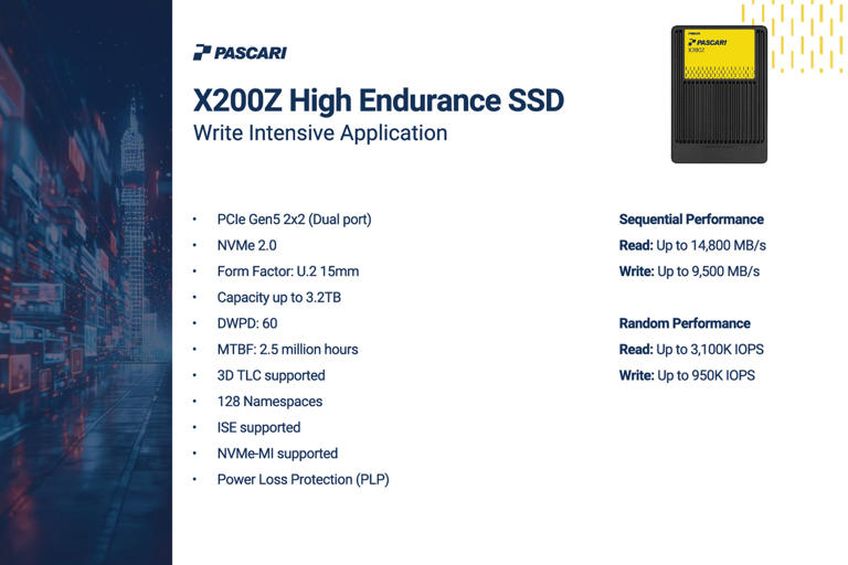 60DWPD + 近 SCM 延迟，群联推出 Pascari X200Z 企业级 Gen5 SSD