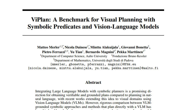 ViPlan：视觉语言模型如何从图像中理解世界并制定行动计划？