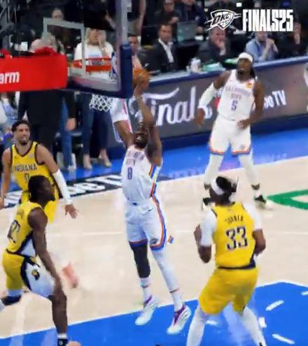 NBA总决赛G5：雷霆半场领先步行者14分 三少36+9显轻松双塔效果极佳