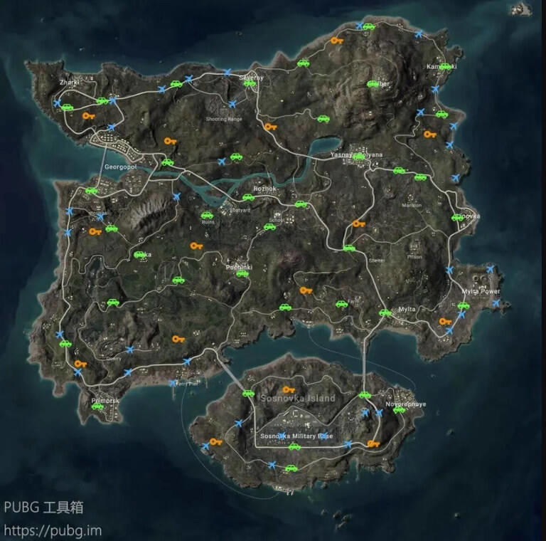 绝地求生地图刷车及密室点位分享 PUBG地图密室及车辆刷新点位一览