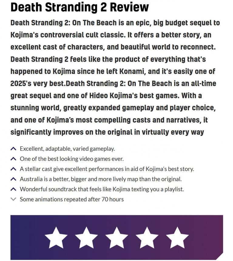 《死亡搁浅2》媒体评分出炉 IGN 9分、MTC必玩