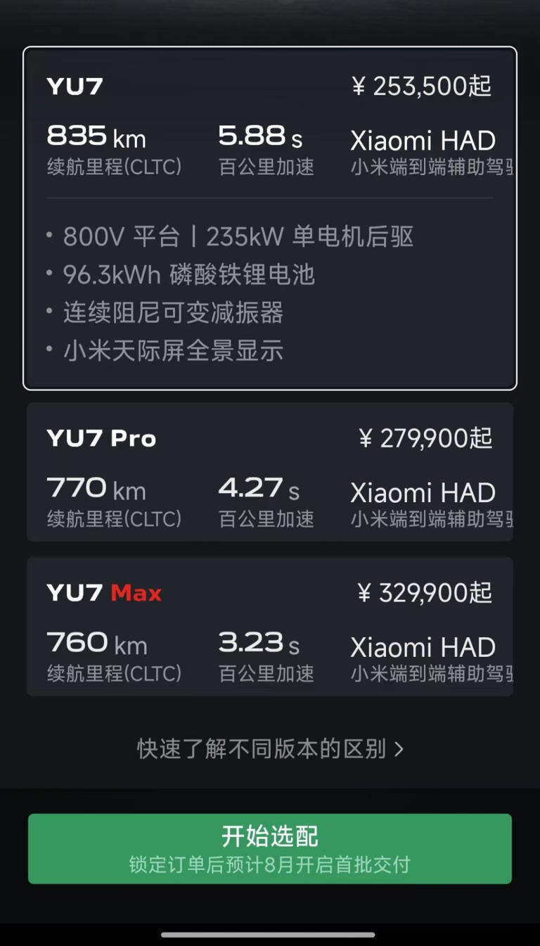 3分钟大定超20万台！小米YU7起售价25.35万元，雷军：拿到这么多订单远超想象