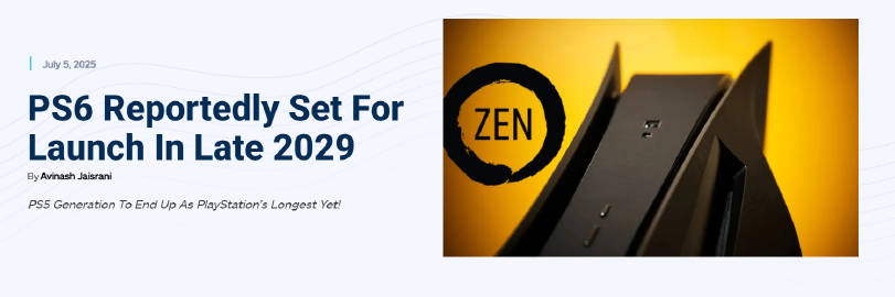 报道称PS6或将于2029年末推出