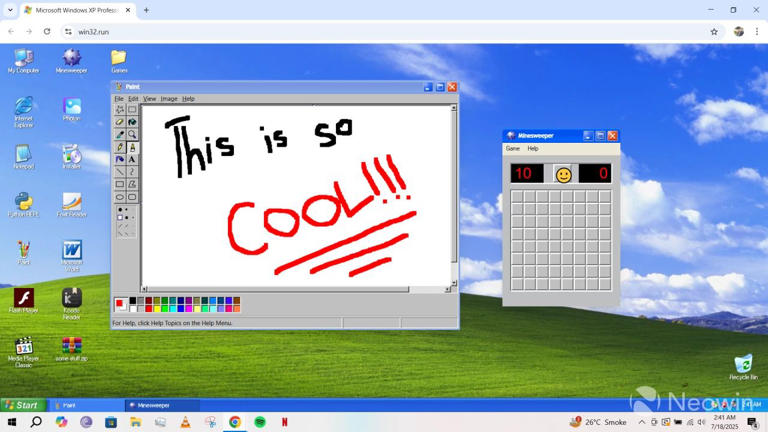 怀旧之旅启动：网页版 WinXP 亮相，可用画图、玩扫雷游戏等