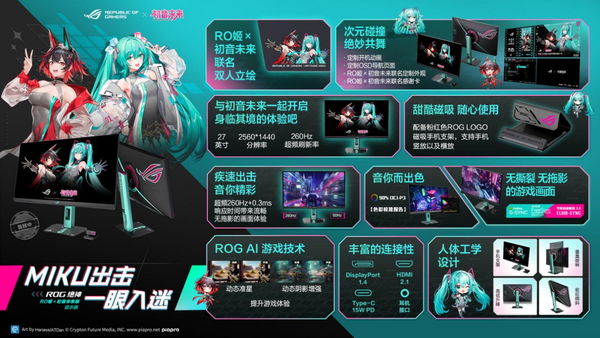 BW2025 ROG绝神 RO姬x初音未来版电竞显示器，双模新品闪耀登场