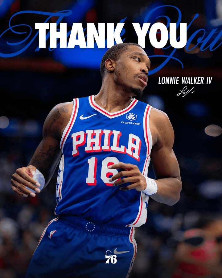 期待重返NBA！76人官方晒照告别朗尼-沃克：谢谢你💙 ️