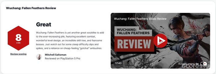 《明末：渊虚之羽》媒体评分现已解禁：Metacritic均分75分