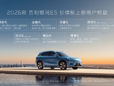 吉利银河E5续航跃610km，智能安全双升级，重塑15万级纯电SUV标杆
