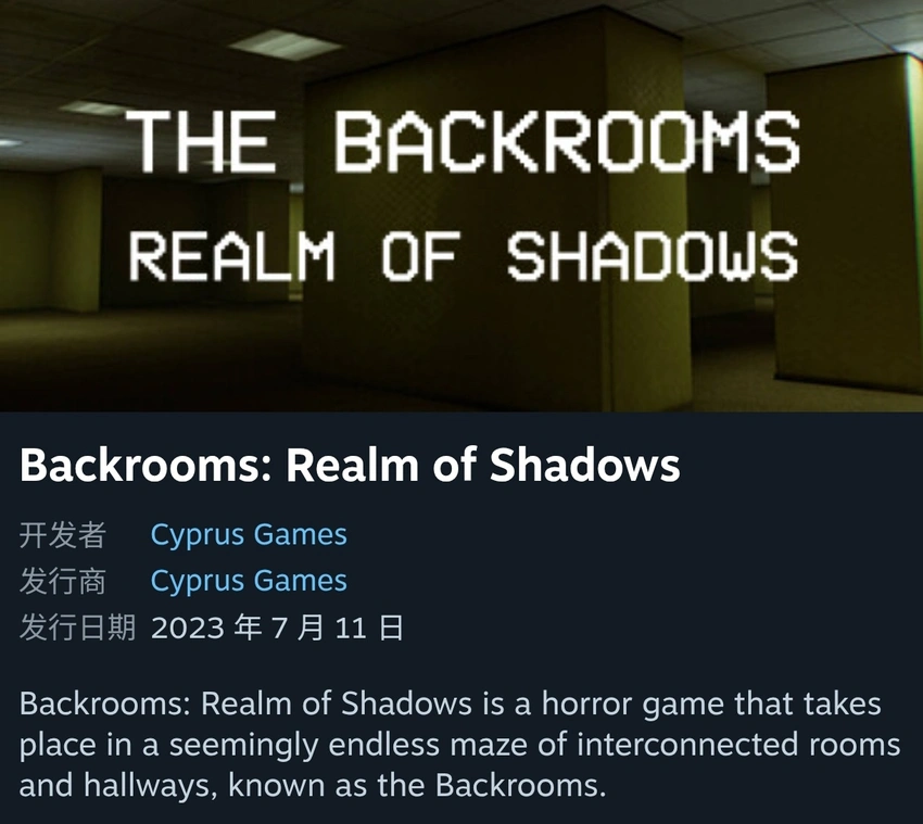 steam喜加一 原198的《后室:暗影王国》