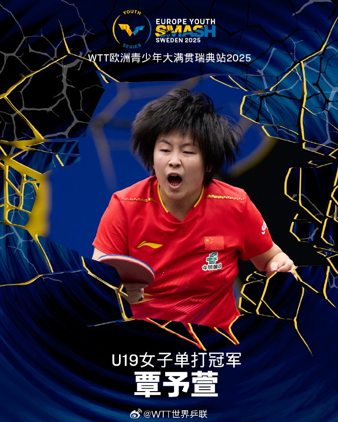 WTT欧洲青少年大满贯：覃予萱、祝启慧斩获U19、U15女单冠军