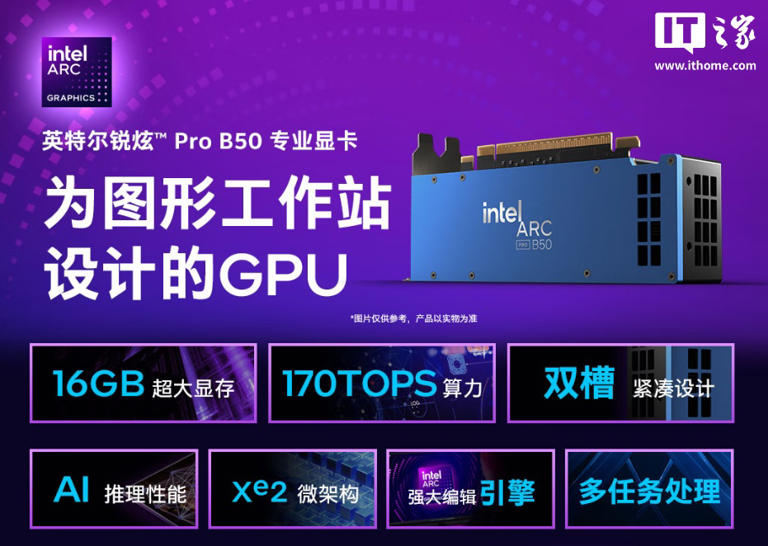 英特尔 Arc Pro B50 16GB显卡国行上架：2999元，无需外接供电