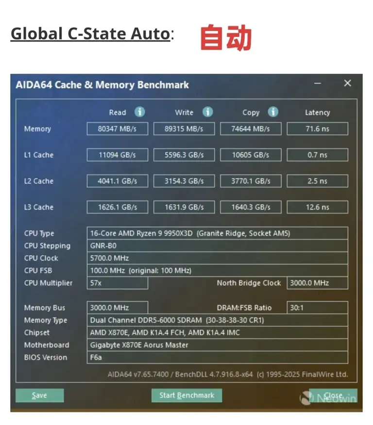 amd x3d cpu应开启global c state