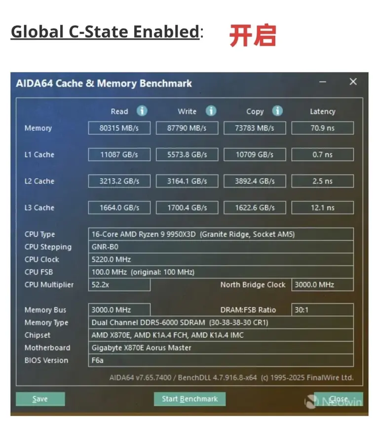 amd x3d cpu应开启global c state